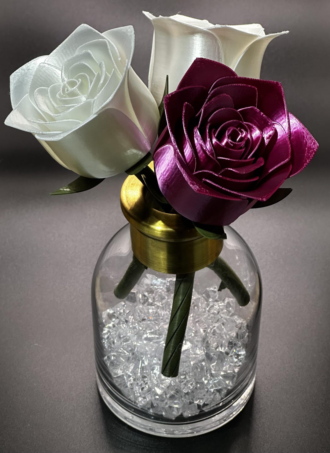 3D Printed Rose - With Spiral Stem and Leaves - Digital Files - Etsy