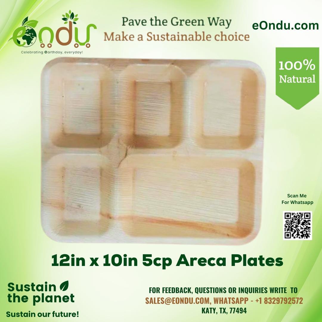 Eondu 100% Compostable 5CP Partition Plates | Eco-friendly ...