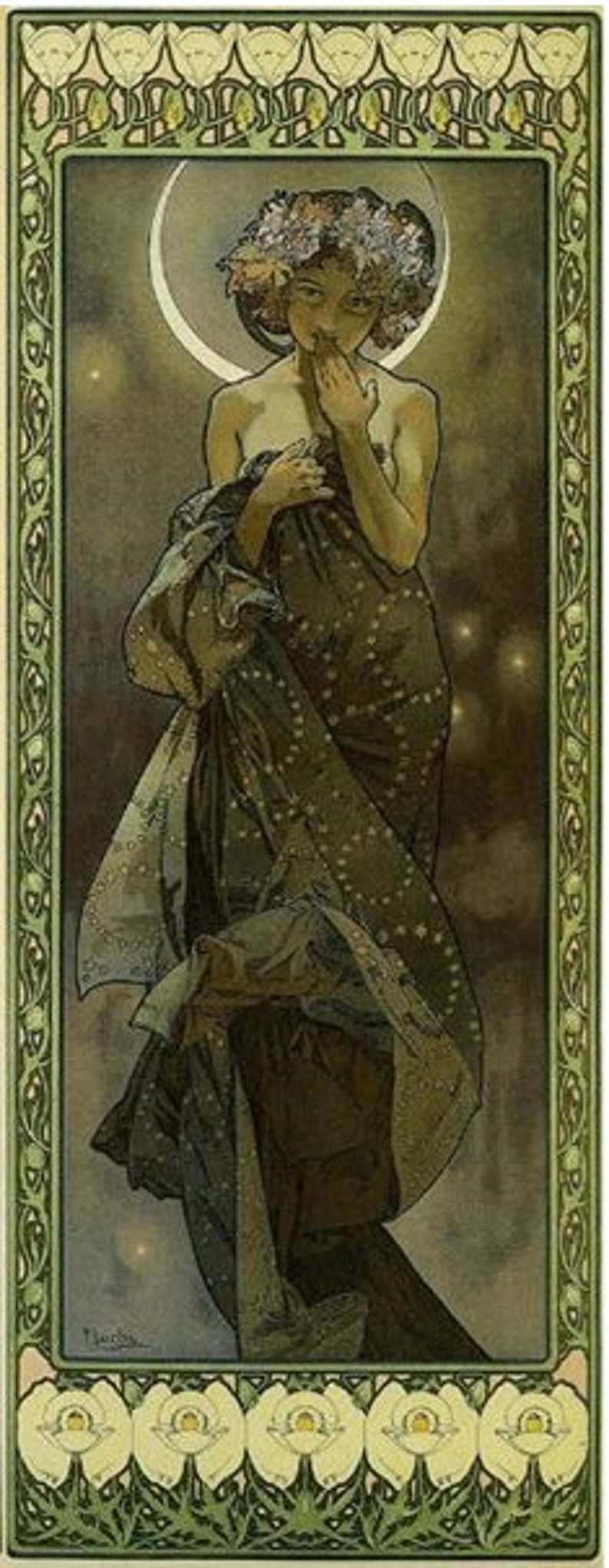 Alfons Mucha Print the Moon Mucha Poster Wall Art Famous Painting Print ...