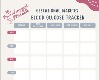 Gestational Diabetes Blood Glucose Log Glucose Tracker Gestational ...
