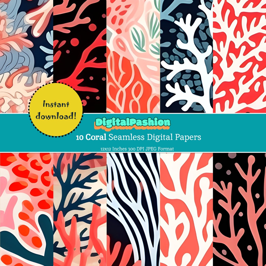 Coral Sea Background Seamless Patterns Underwater Ocean Sea Coral Theme ...