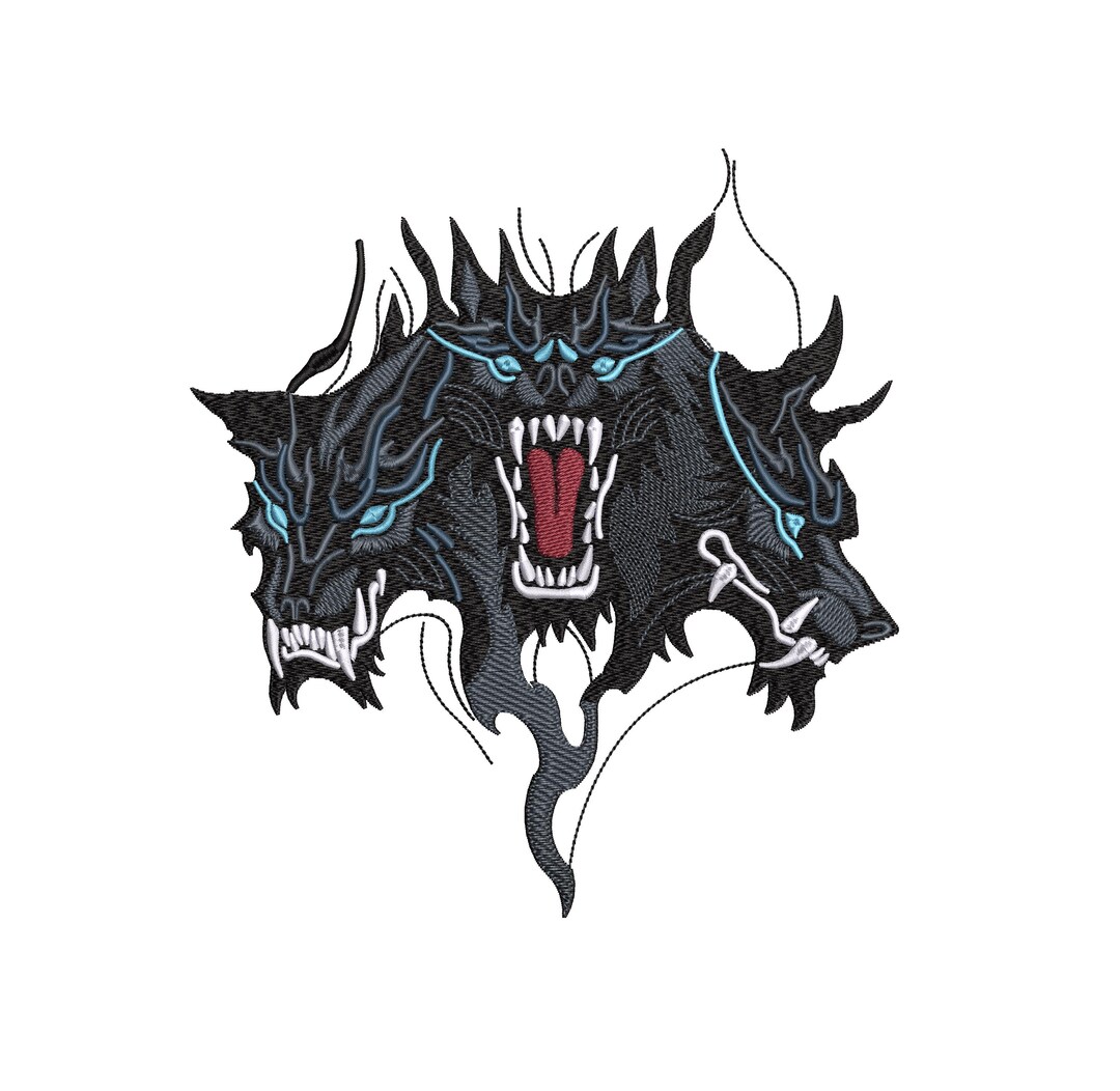 Cerberus Embroidery Design – Three-headed Hellhound – Greek Mythology ...