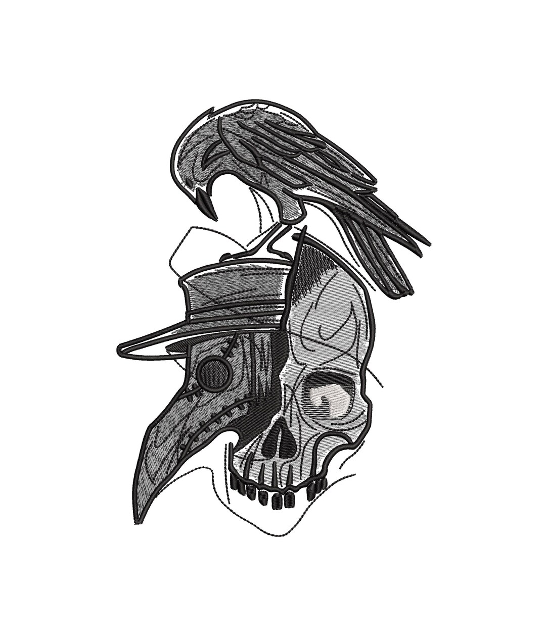 Embroidery Design – Plague Doctor Skull and Raven – Dark Gothic Art - Etsy