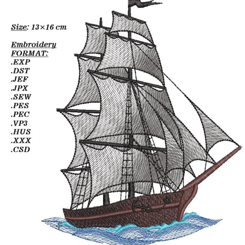 Ship Embroidery - Etsy