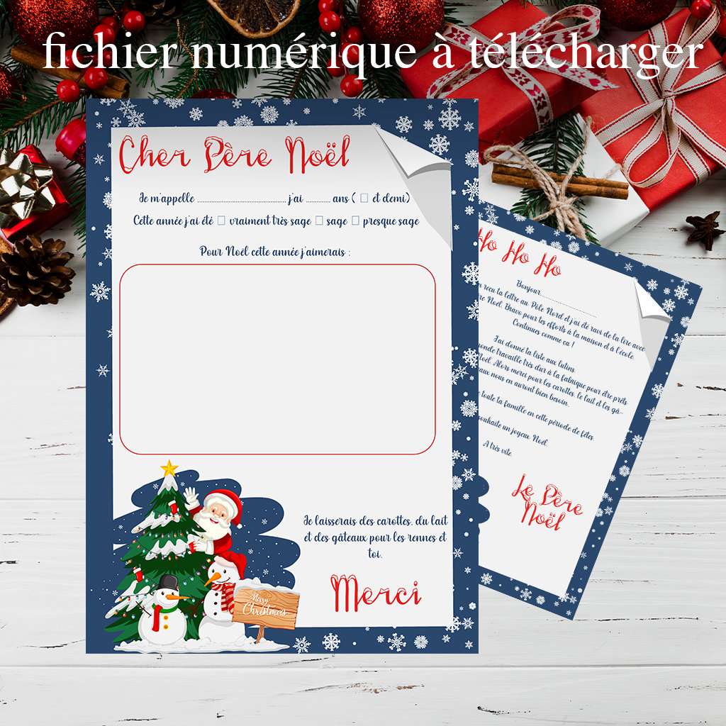 Lettre au père Noël et sa réponse Kit Numérique - Etsy France