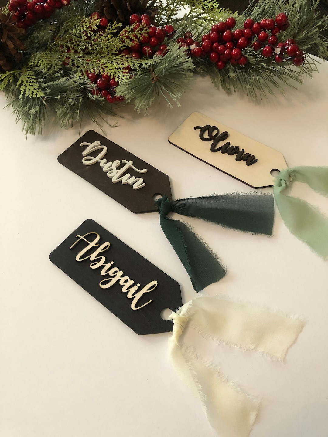 Wooden Name Tags | Personalized Stocking Tag | Place Cards | Gift for ...
