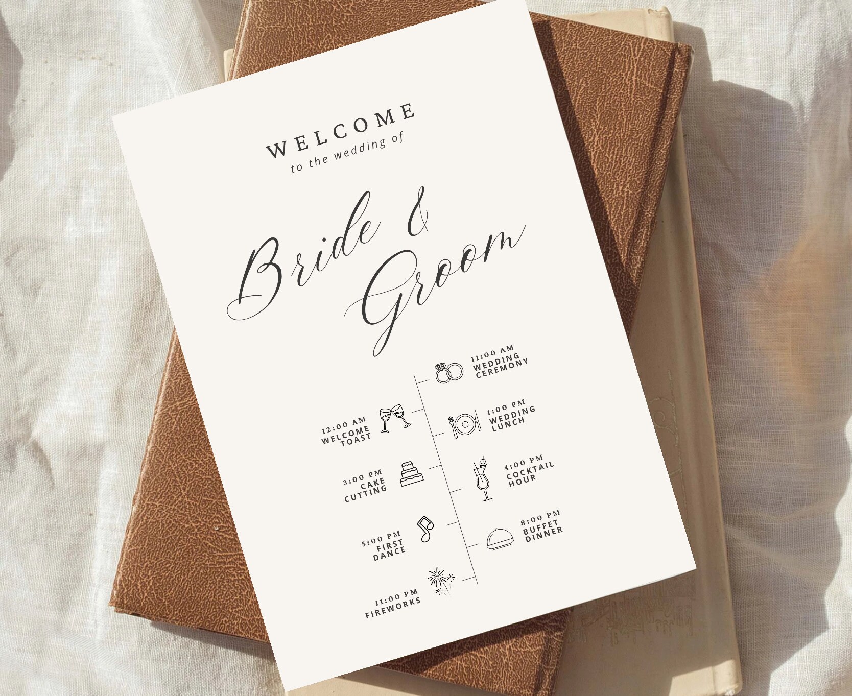 Cream Wedding Schedule Cards Minimal Chic Wedding Itinerary Cards ...
