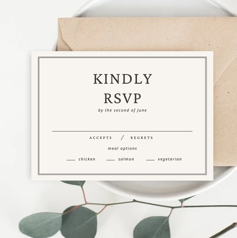 Minimalist Wedding RSVP Template: Cream Chic Design (printable) - Etsy