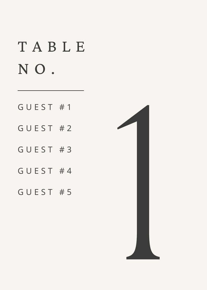Minimalist Wedding Seating Chart Cards: Cream Chic Design (DIY ...