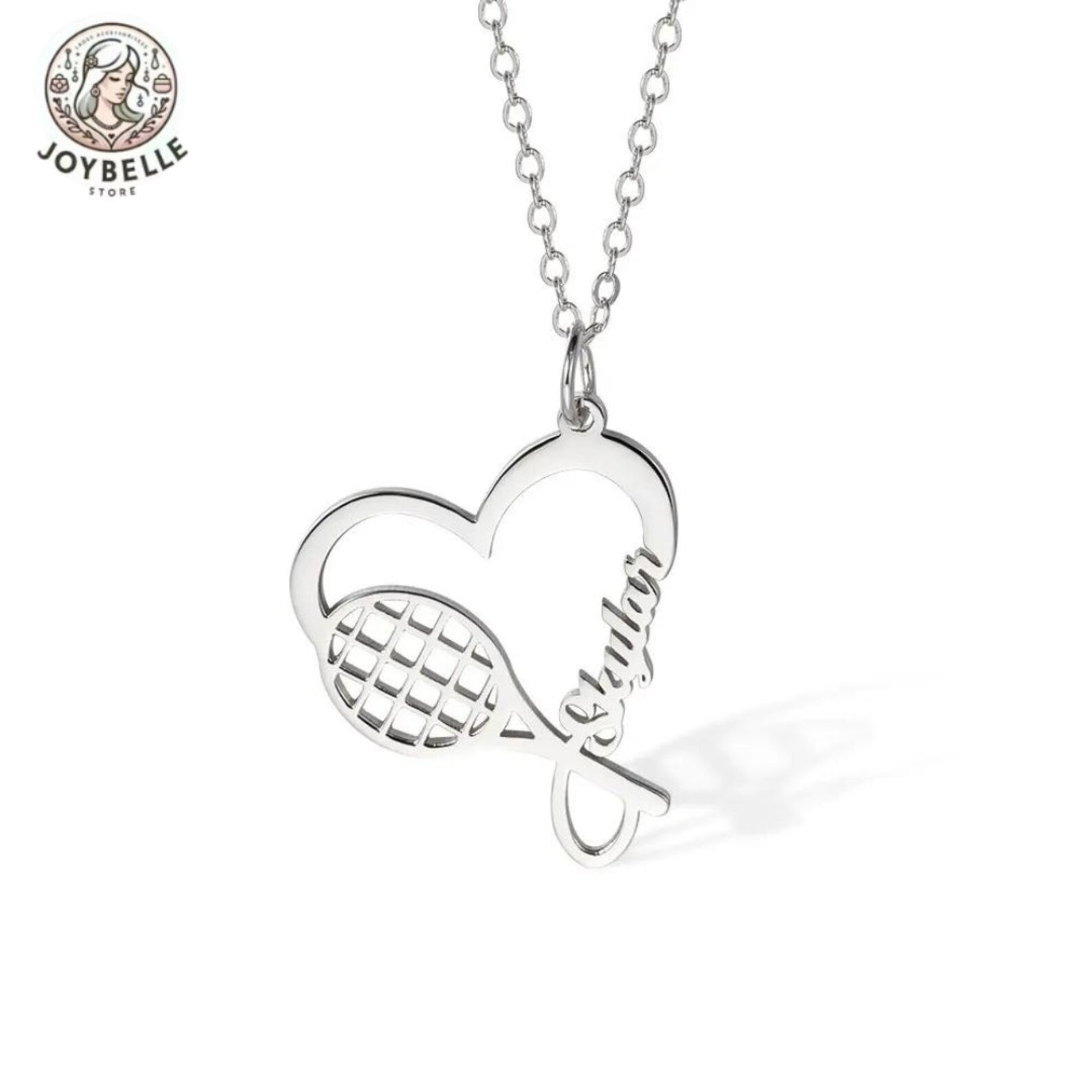 Personalized Sterling Silver Tennis Racket Necklace Custom Name Pendant ...