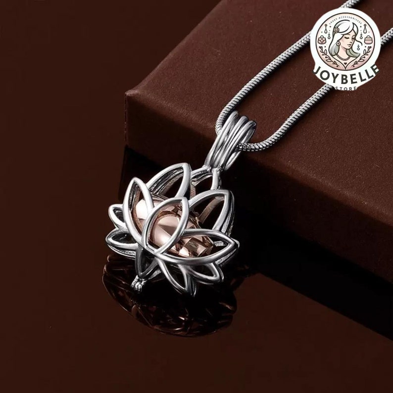 Custom Engraved Lotus Urn Necklace for Ashes, Memorial Keepsake Pendant ...