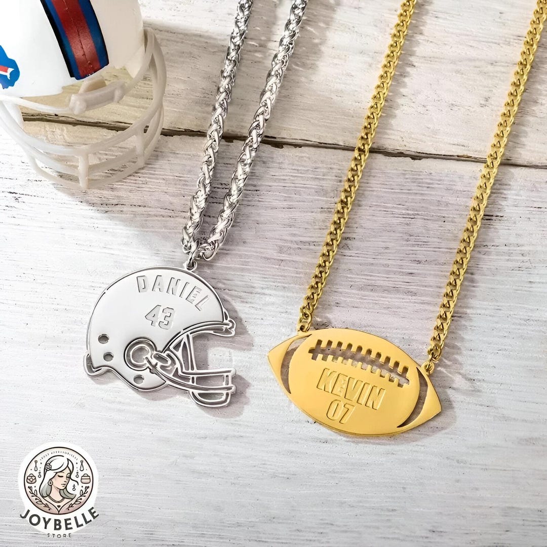 Personalized Football Name Necklace, Custom Stainless Steel American ...