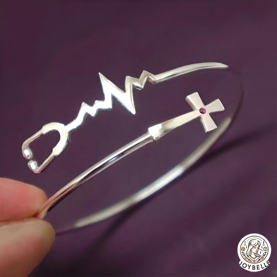 Nursing Stethoscope Cross Bracelet Sterling Silver Inspirational Gift ...