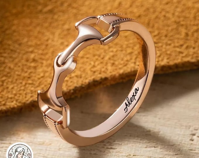 Personalized Snaffle Bit Horse Ring - Sterling Silver 925/brass, Custom Engraving, Unique ...