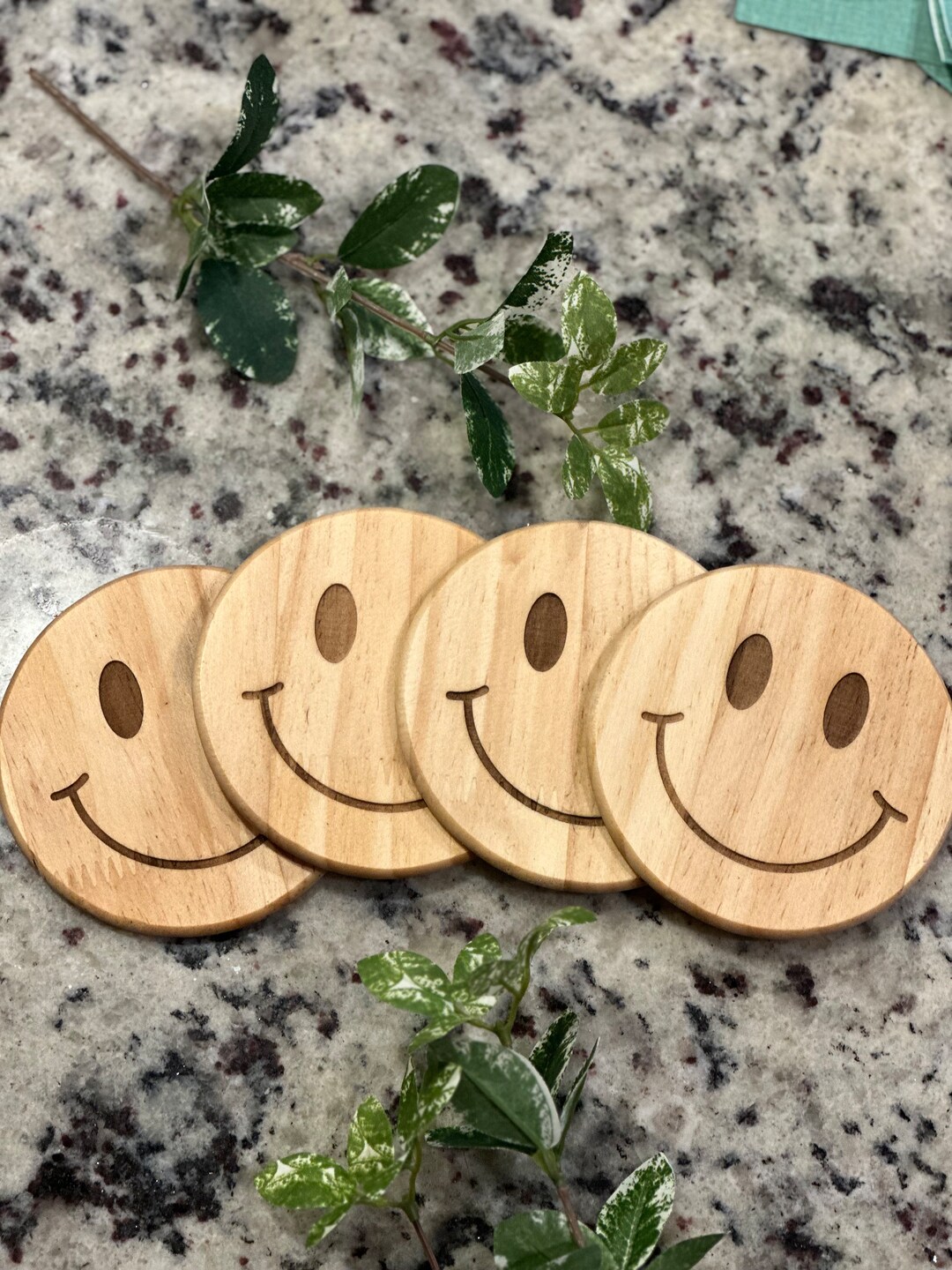Smiley Face Wood Coaster - Etsy