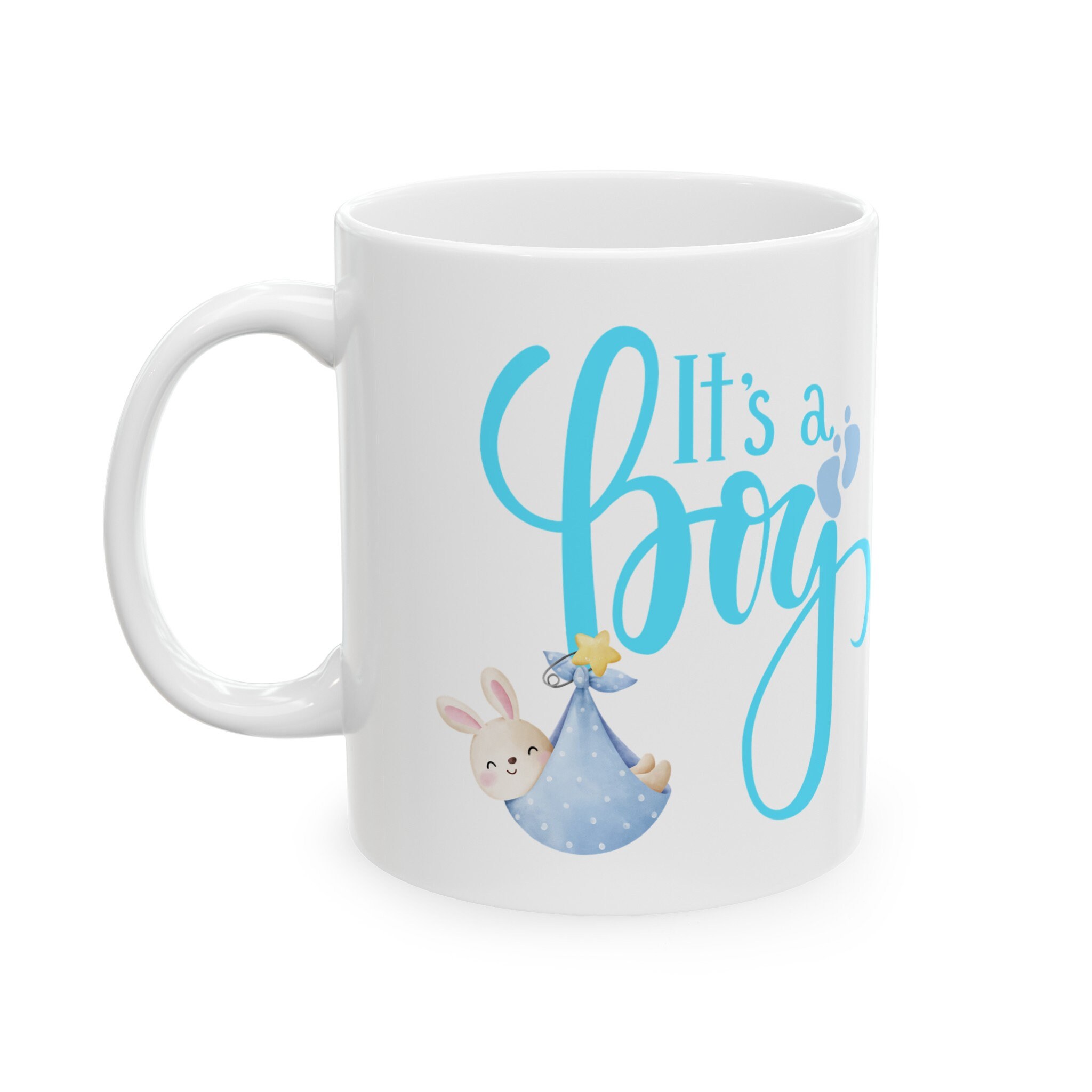 T's a Boy Mug, Cute Blue Baby Shower Gift, Newborn Celebration Coffee ...