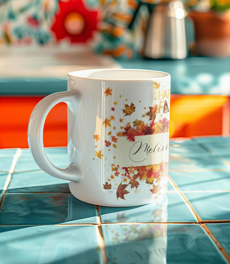 Personalized Autumn Leaf Fall Mug, Custom Name 11oz Coffee Cup for Cozy ...