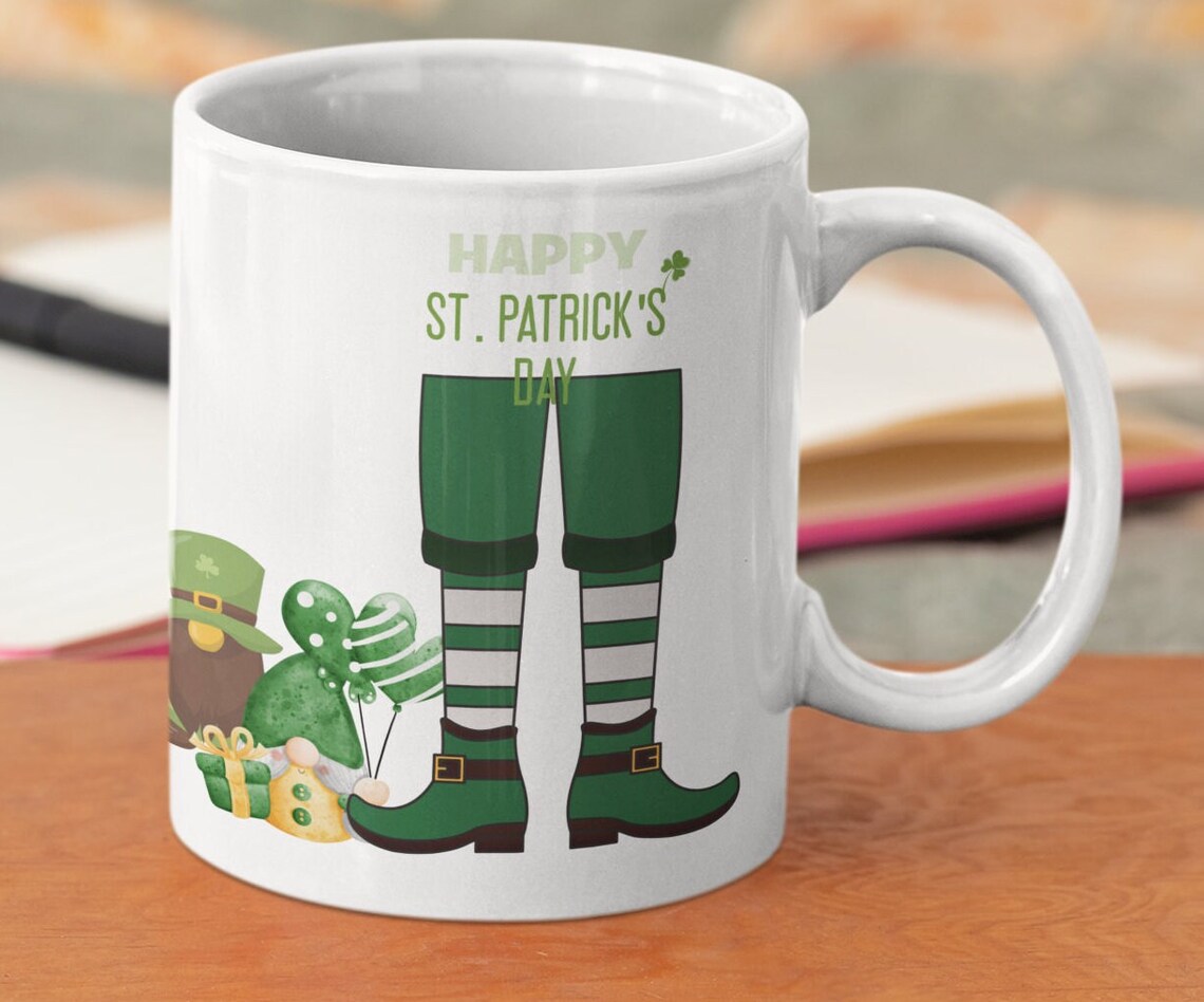 Saint Patricks Day Mug, Shamrock Colorful Beverage Cup, Shamrock Mug ...