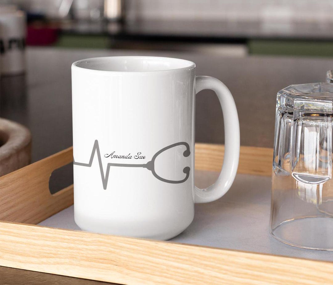 Personalized ECG Mug, Custom Heart Monitor Tracing for Cardiologists ...