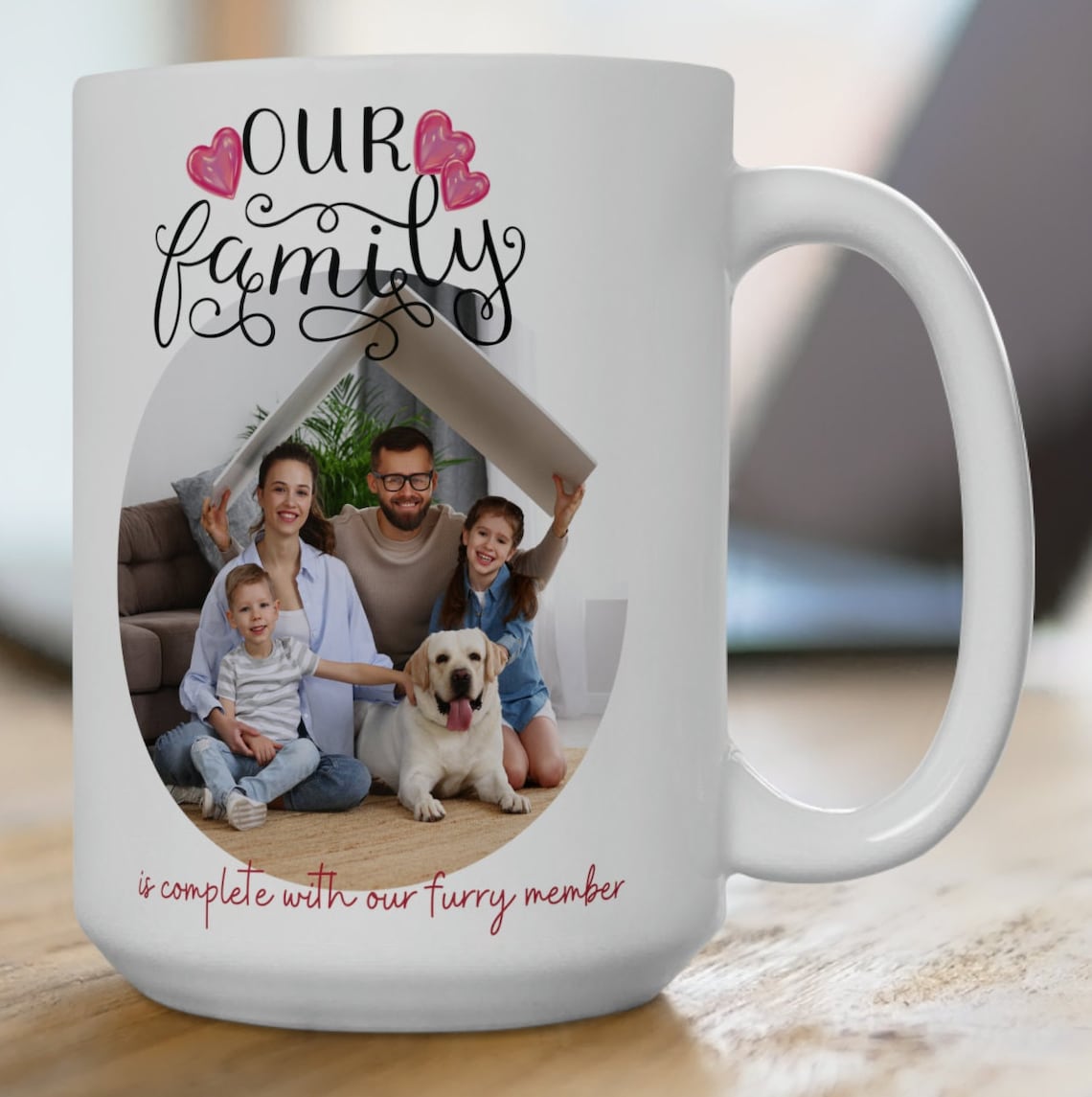 Personalized Mug Family Portrait Mug Family With Dog Family Coffee Mug ...