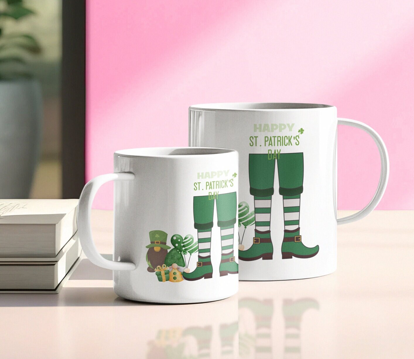 Saint Patricks Day Mug, Shamrock Colorful Beverage Cup, Shamrock Mug ...