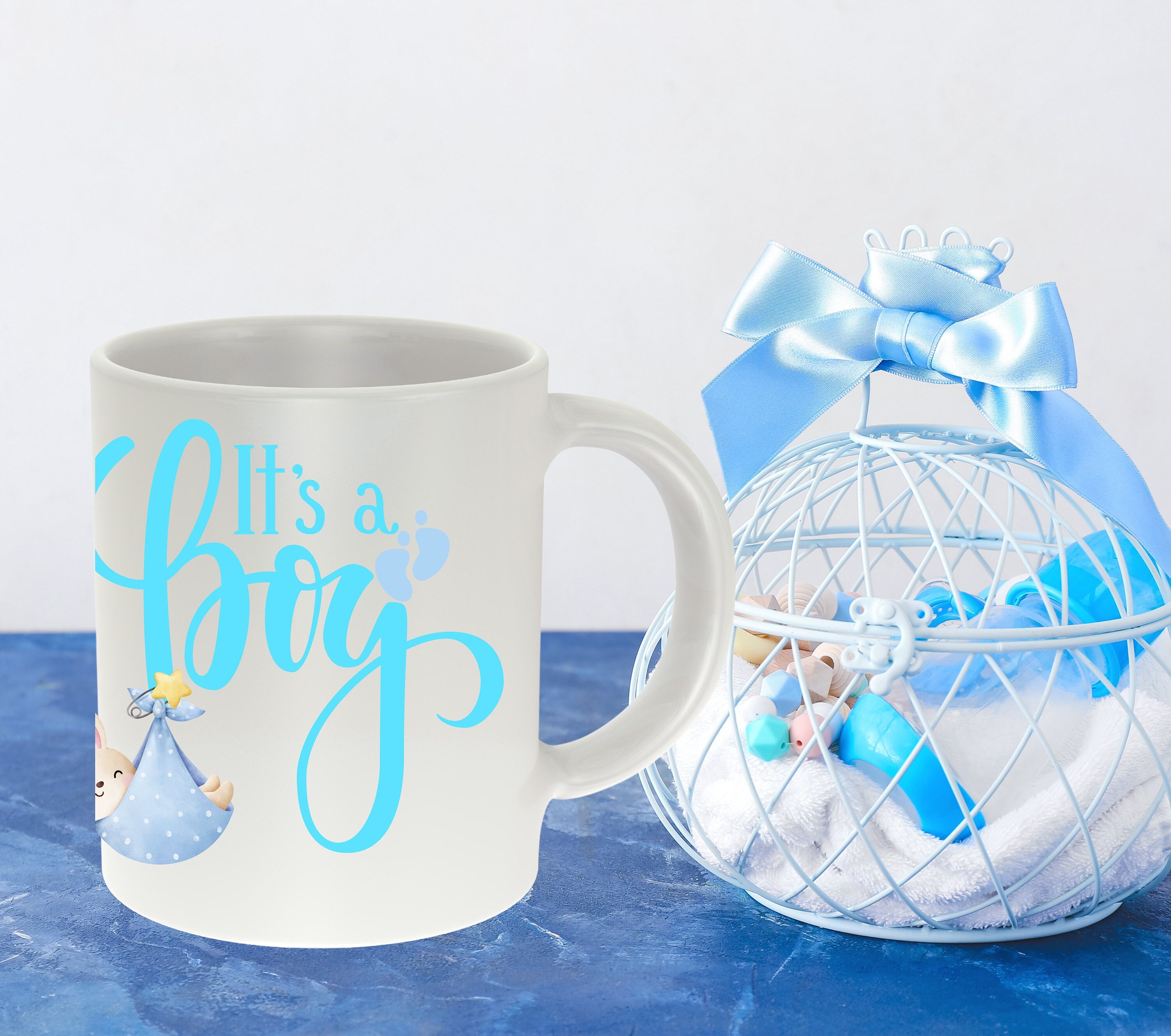 T's a Boy Mug, Cute Blue Baby Shower Gift, Newborn Celebration Coffee ...