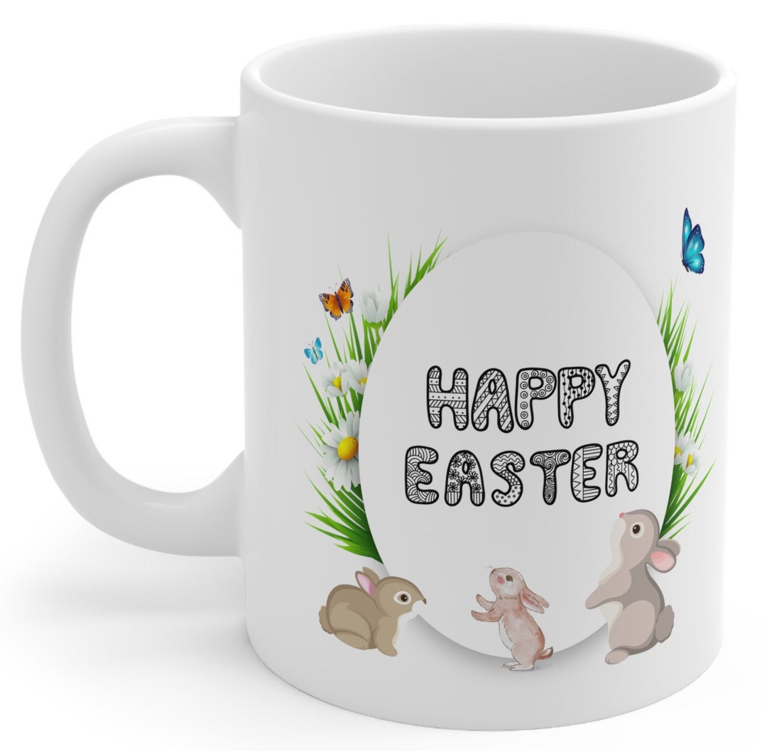 Easter Celebration Mug With Bunny Motif Pastel Colored Drinkware Ideal ...