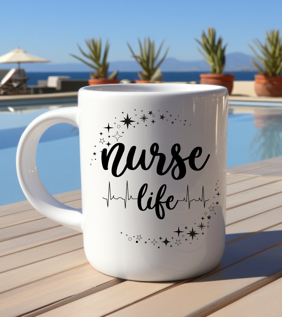 Nurse Life Coffee Mug Heartbeat EKG Design Ceramic Cup for Nursing ...