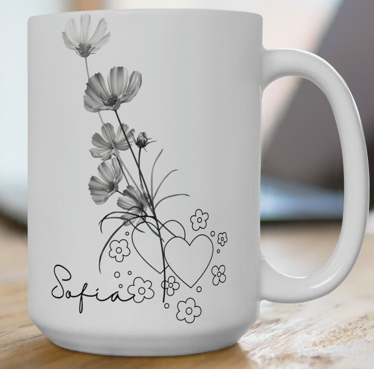 Personalized Mug, Flower Mug, Flower Garden Gift Floral Coffee Mug ...