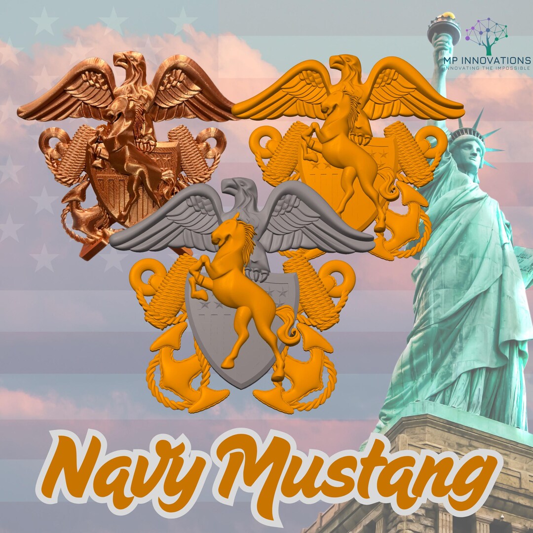 3D Printed Navy Mustang Crest – Symbol of the Navy Officer Corps ...