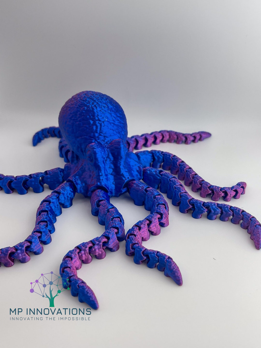 3D Printed Octopus - Purple and Blue Articulated Octopus Figurine ...