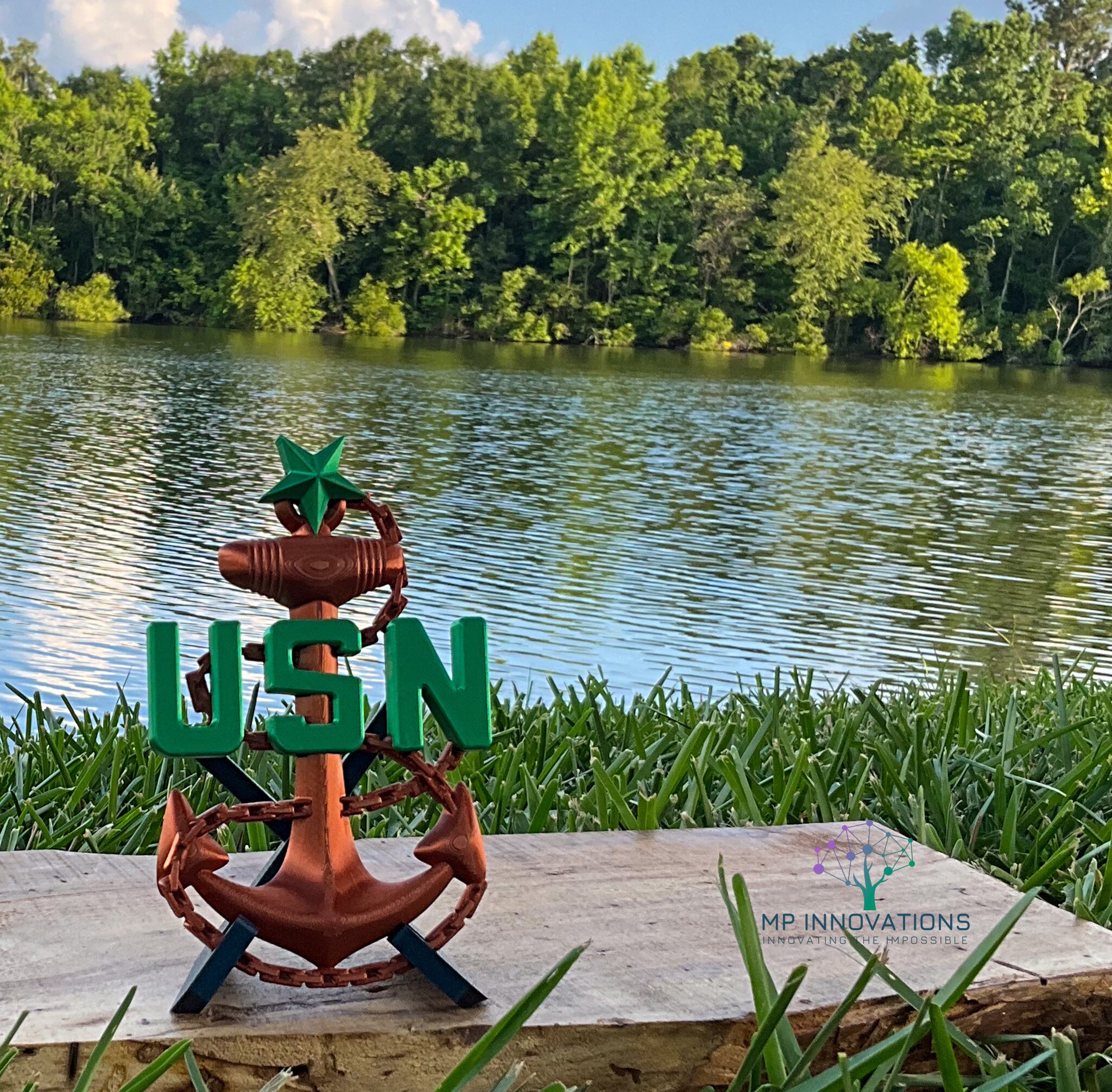 3D Printed US Navy Senior Chief Petty Officer Anchor Custom Sizes and Colors, Includes Magnet or ...