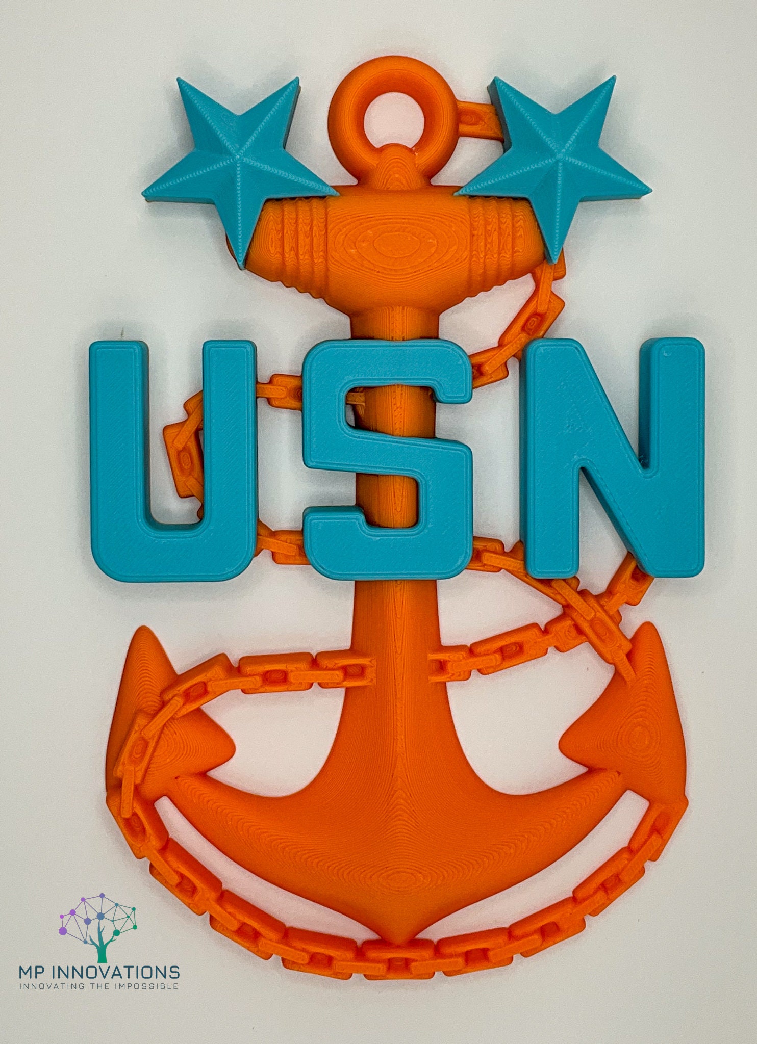 3D Printed US Navy Master Chief Petty Officer Anchor Custom Sizes and Colors, Includes Magnet or ...