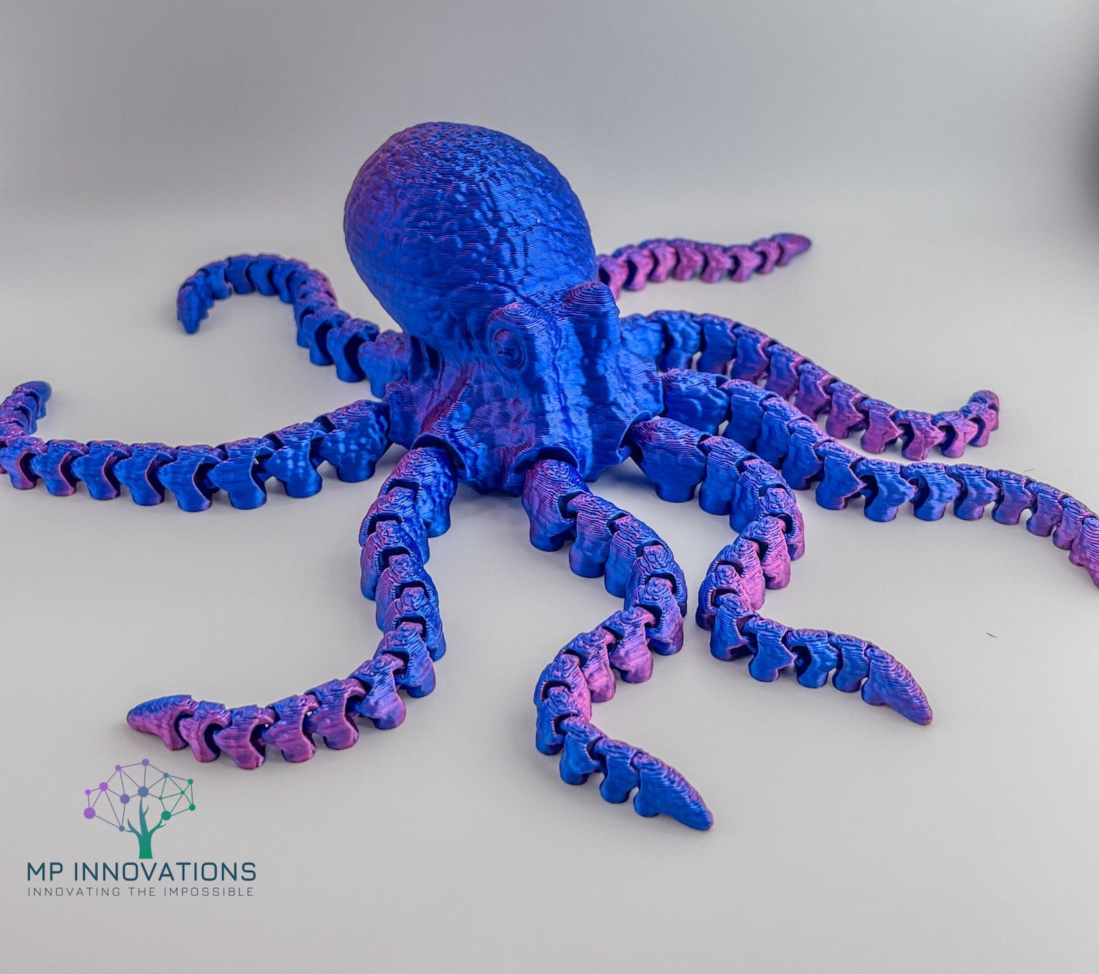 3D Printed Octopus Purple and Blue Articulated Octopus Figurine, Unique ...