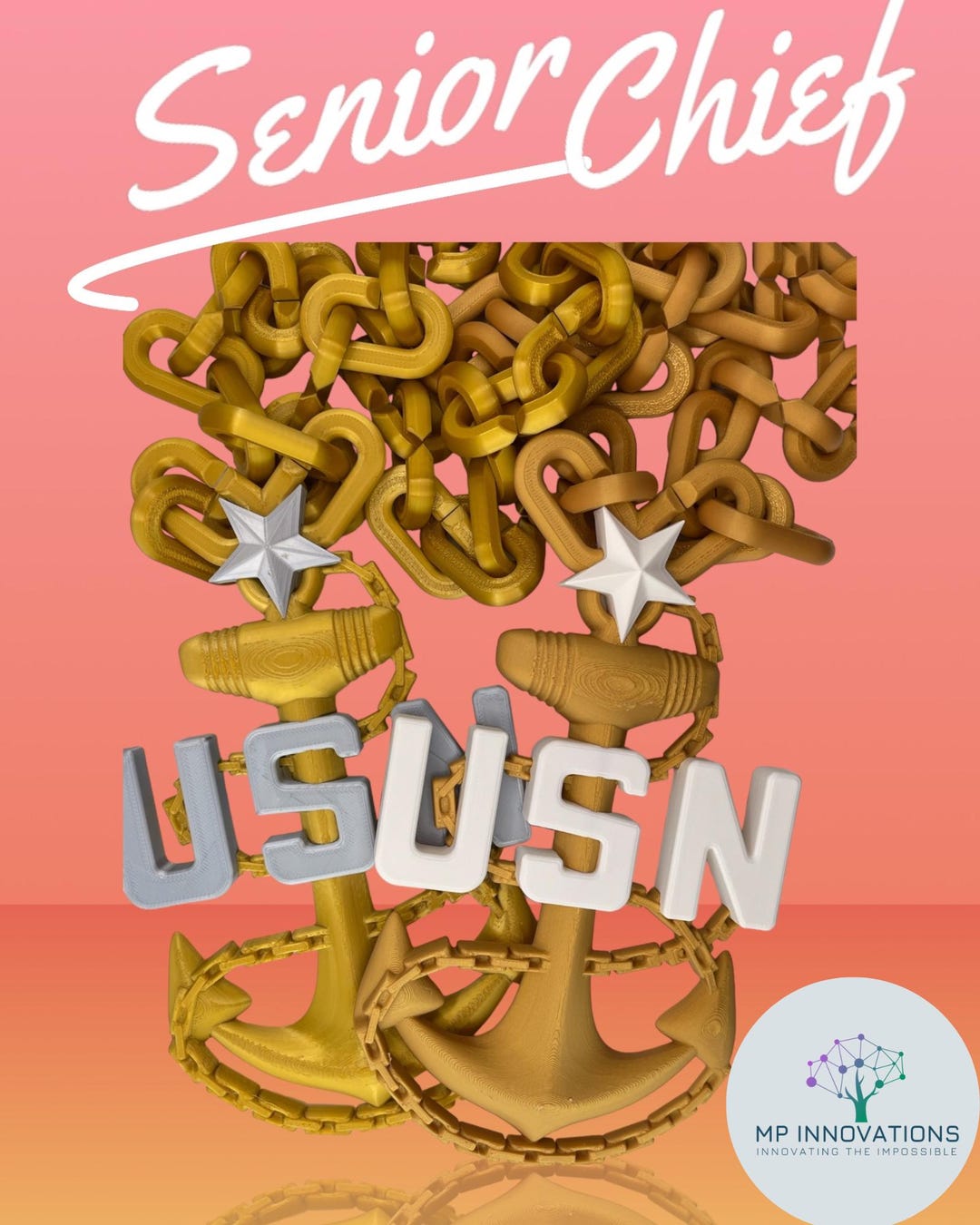 Custom 3D Printed Navy Senior Chief Anchor Necklaces With Chain ...