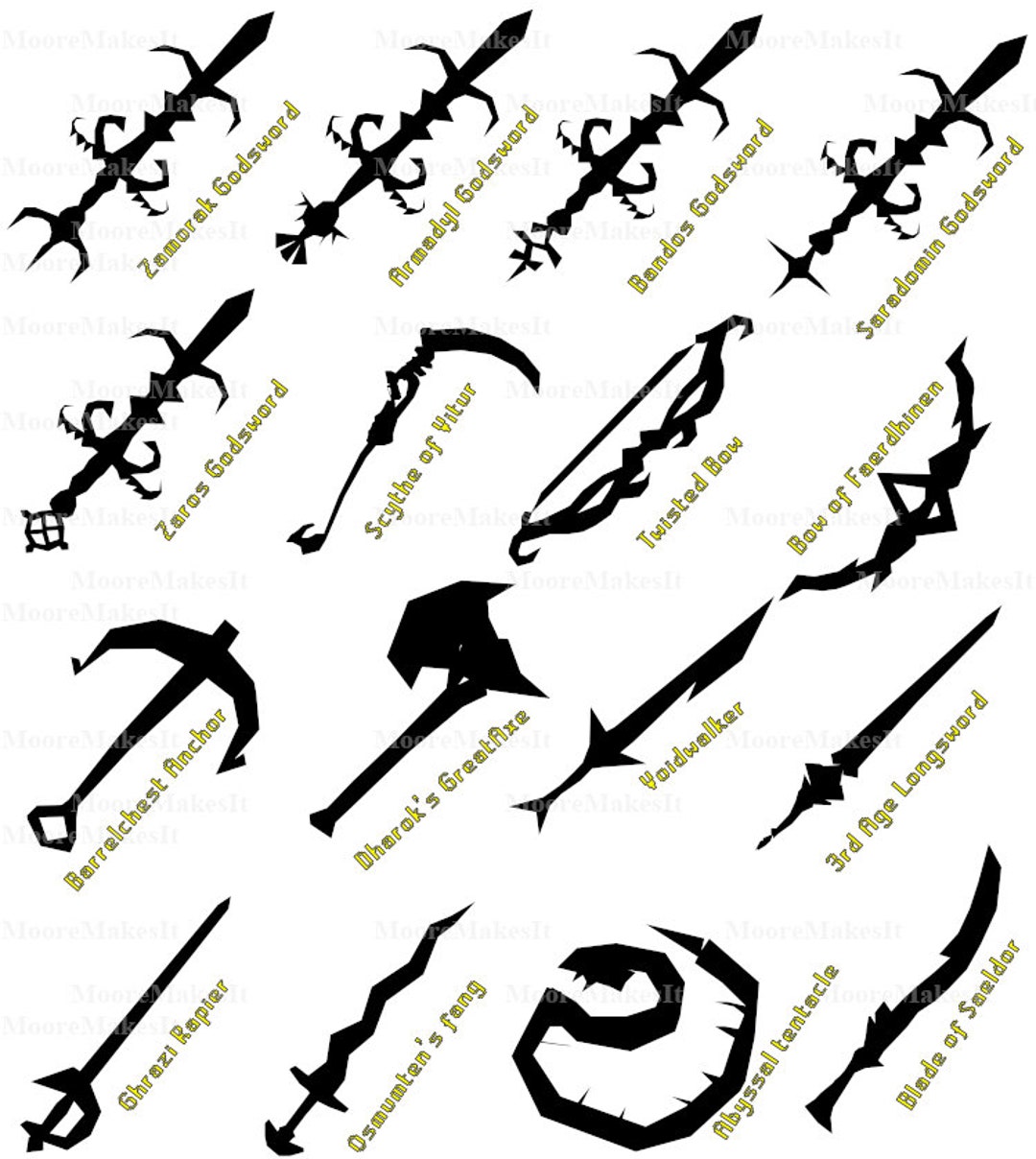 OSRS Weapon Outlines - Inspired Fan Art - Digital SVG - for Use With ...