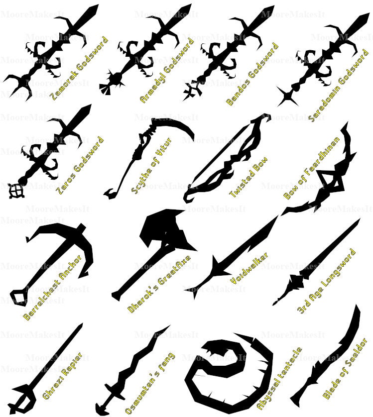 OSRS Weapon Outlines - Inspired Fan Art - Digital SVG - for Use With ...