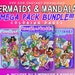 MEGA Mermaids & Mandalas Coloring Bundle-vol. 1-3instant Download Art ...