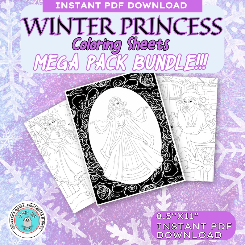 Winter Princess Coloring Pages-magical Frozen Fun for Kids-instant ...