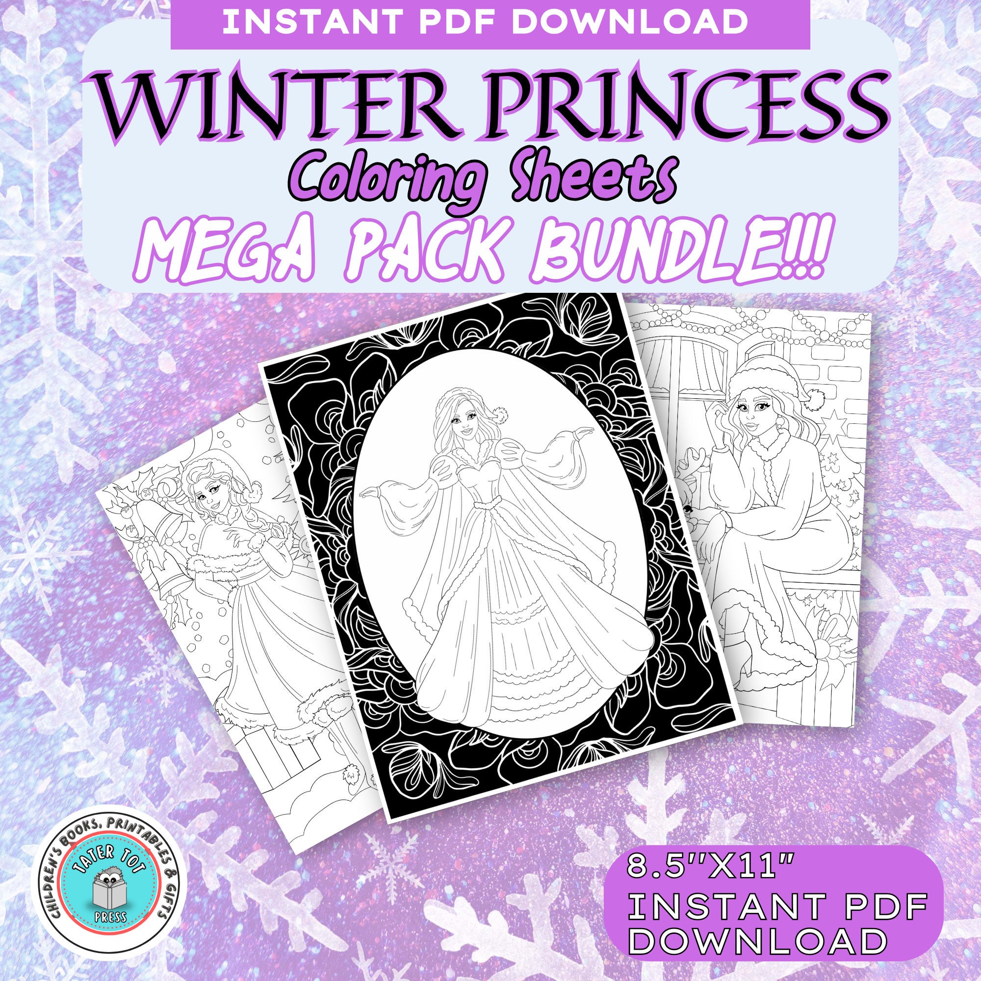 Winter Princess Coloring Pages-magical Frozen Fun for Kids-instant ...