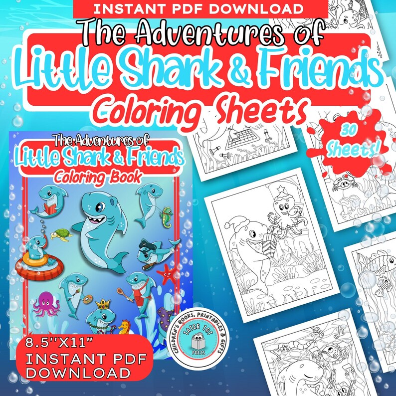 Adventures of Little Shark & Friends Coloring Pages Baby Shark Digital ...