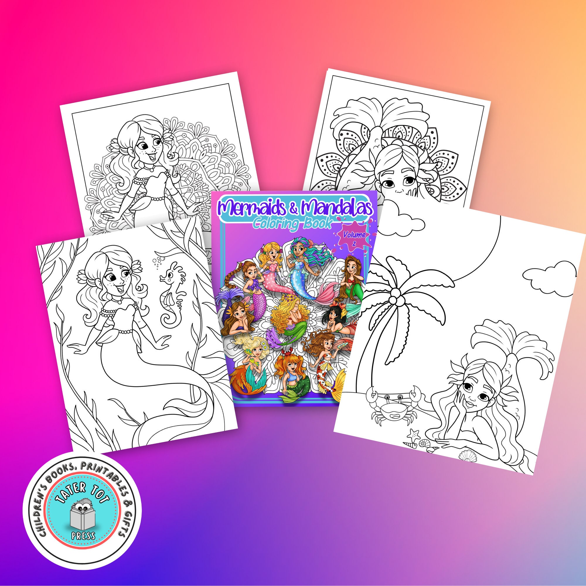 Mermaid Mandala Coloring Pagesvol 2 Instant Digital - Etsy