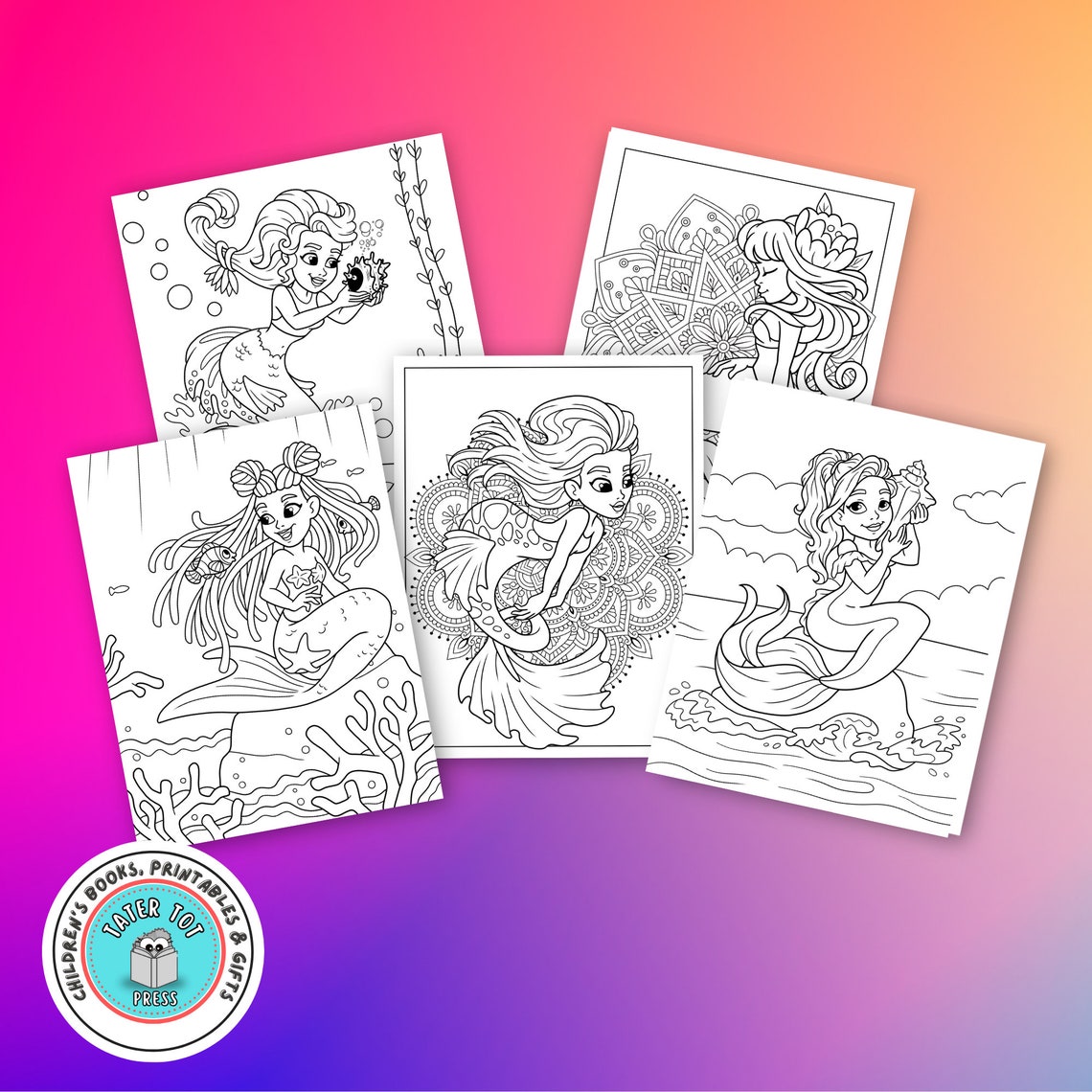 Mermaid Mandala Coloring Pagesvol 3 Instant Digital Downloadkids DIY ...