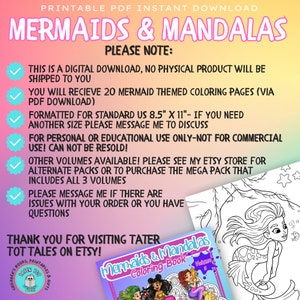 Mermaid Mandala Coloring Pages|vol 3| Instant Digital Download|kids DIY ...