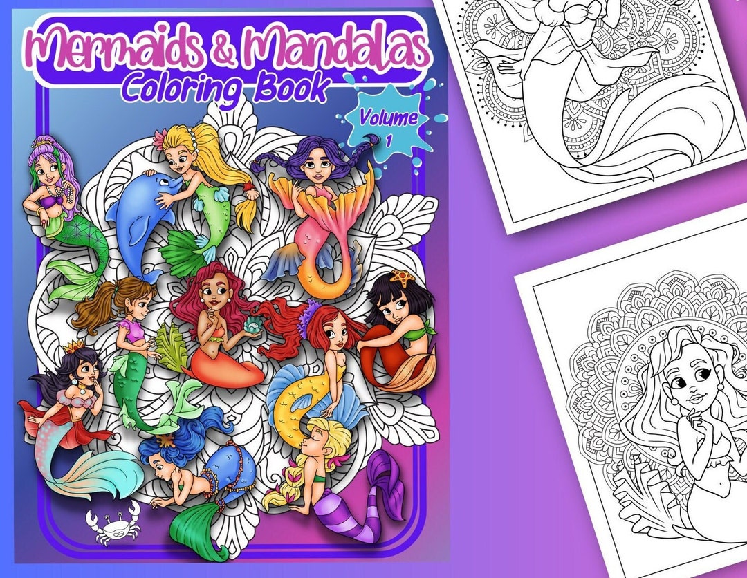 Mermaid Mandala Coloring Pages|vol 1| Instant Digital Download|kids DIY ...
