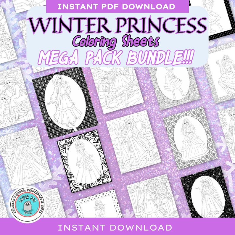 Winter Princess Coloring Pages-magical Frozen Fun for Kids-instant ...