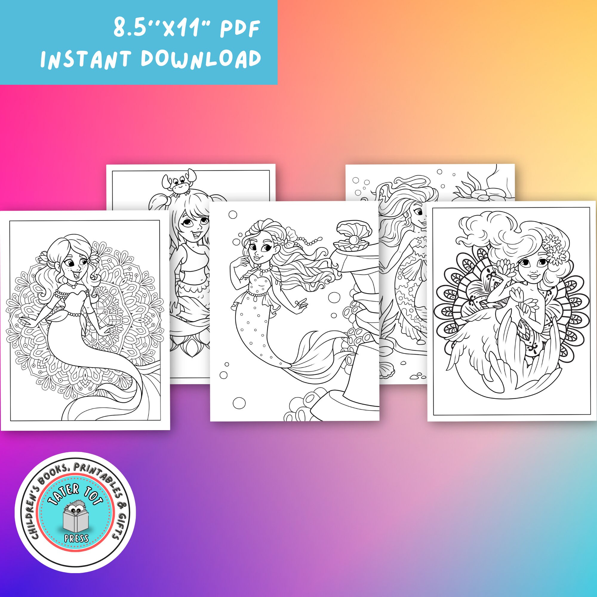 Mermaid Mandala Coloring Pagesvol 2 Instant Digital - Etsy
