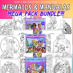 MEGA Mermaids & Mandalas Coloring Bundle-vol. 1-3instant Download Art ...