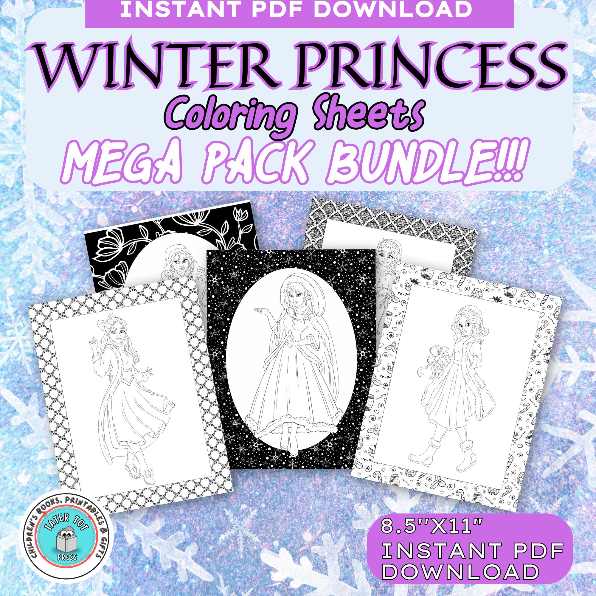 Winter Princess Coloring Pages-magical Frozen Fun for Kids-instant ...