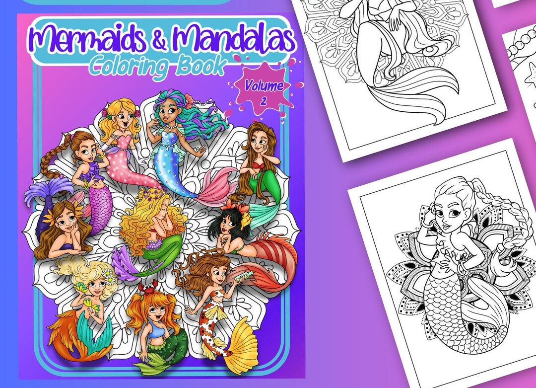 Mermaid Mandala Coloring Pages|vol 2| Instant Digital Download|kids DIY ...